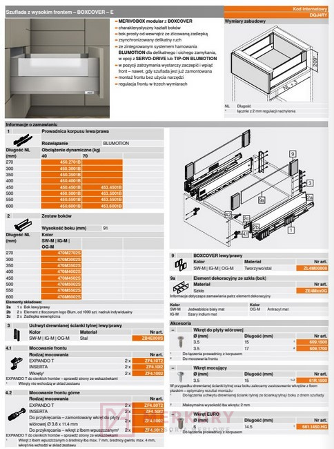 Szuflada MERIVOBOX 450mm E antracyt